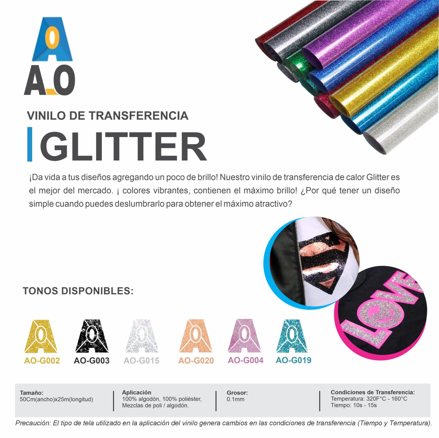 VINILO TEXTIL DE TRANSFERENCIA 3D COLORES SURTIDOS X METRO – AO ...