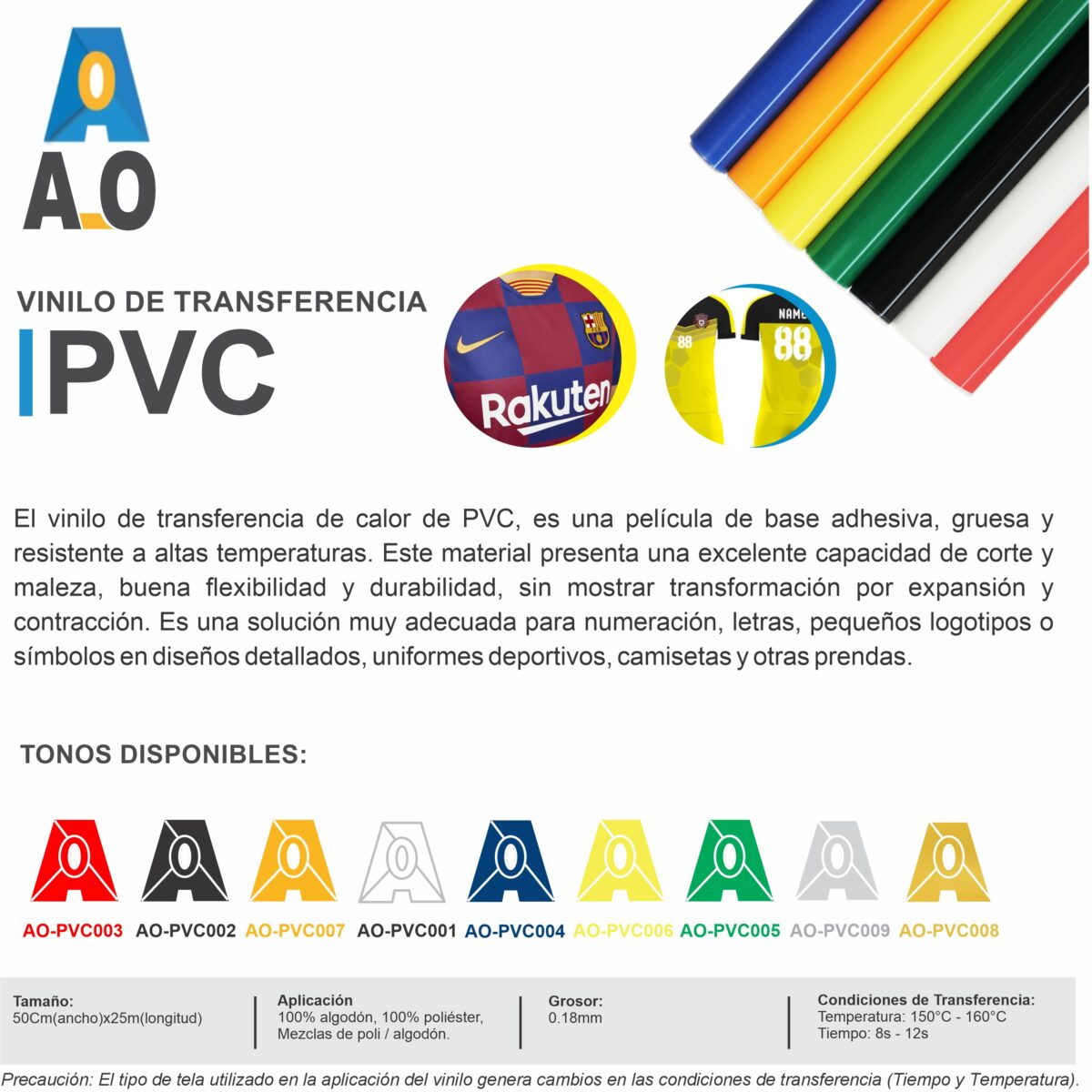VINILO TEXTIL DE TRANSFERENCIA 3D COLORES SURTIDOS X METRO – AO ...
